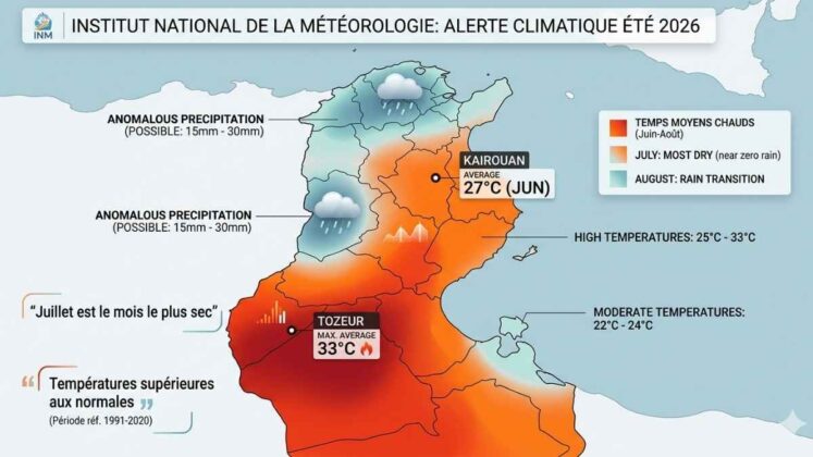 Quelles sont les prévisions météo de l'INM pour l'été 2026 en Tunisie ...